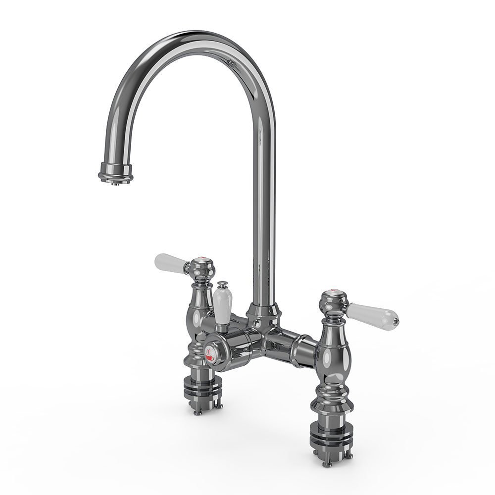 Bower 3-in-1 Instant Boiling Water Tap - Traditional Bridge Chrome with ...