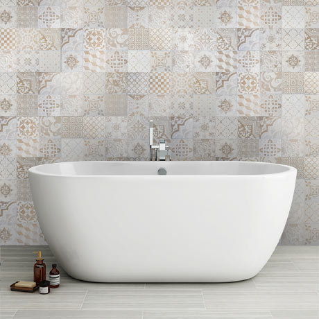 Beige Bathroom Tile Effect Wall Panels - Wall Design Ideas