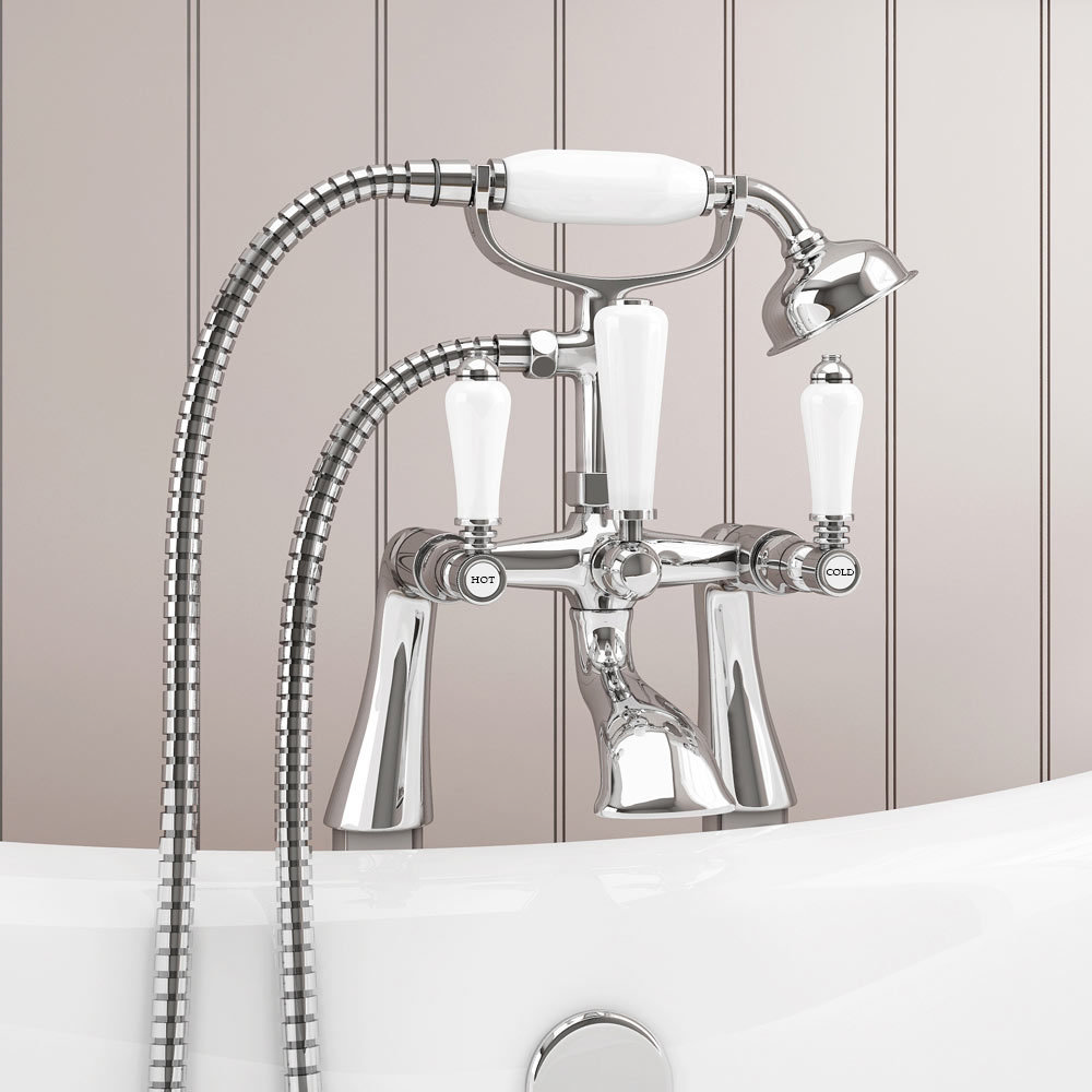 Lancaster Traditional Freestanding Chrome Bath Shower Mixer & Shower ...
