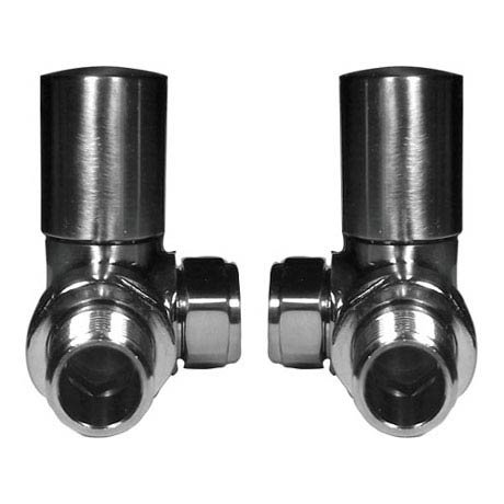 Reina Crova Corner Radiator Valves | Brushed Chrome | Victorian Plumbing
