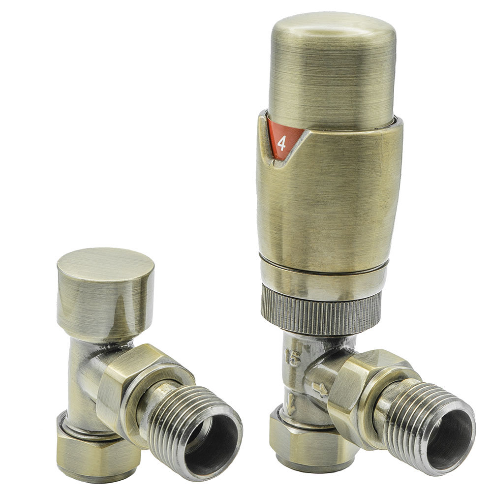 Reina Modal TRV Angled Radiator Valves | Bronze | Victorian Plumbing