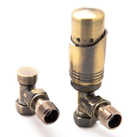 Reina Modal TRV Angled Radiator Valves | Bronze | Victorian Plumbing