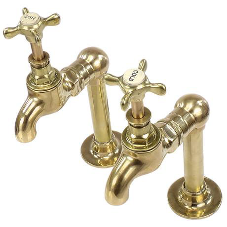 Original Polished Brass Kitchen Bib Taps | At Victorian Plumbing