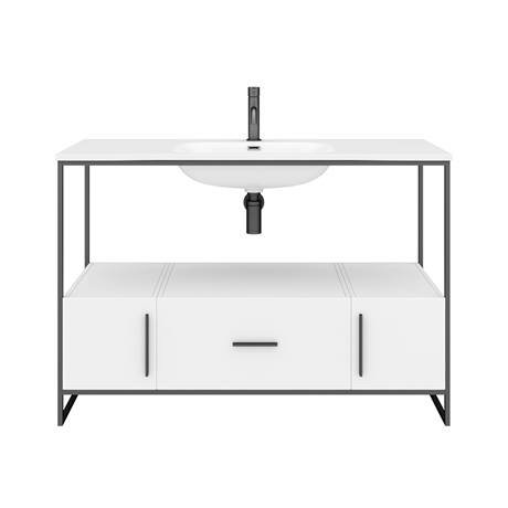 Venice Black Frame Basin Washstand - 1 Drawer, 2 Cupboards inc. 1200mm ...