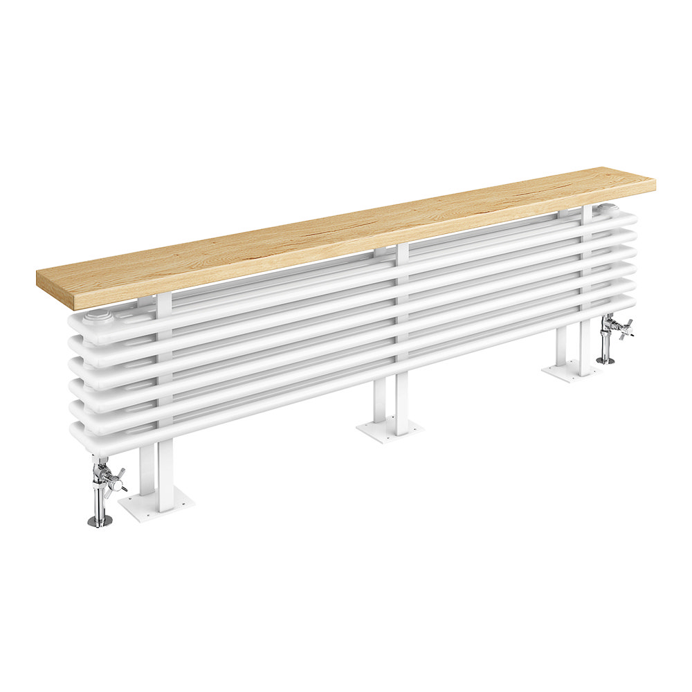 Keswick 480 x 1600mm Cast Iron Style 4 Column White Bench Radiator ...