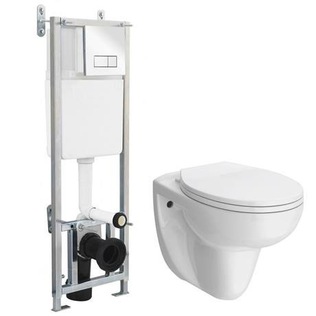 Wall Hung Toilet with Dual Flush Concealed WC Cistern & Wall Hung Frame ...