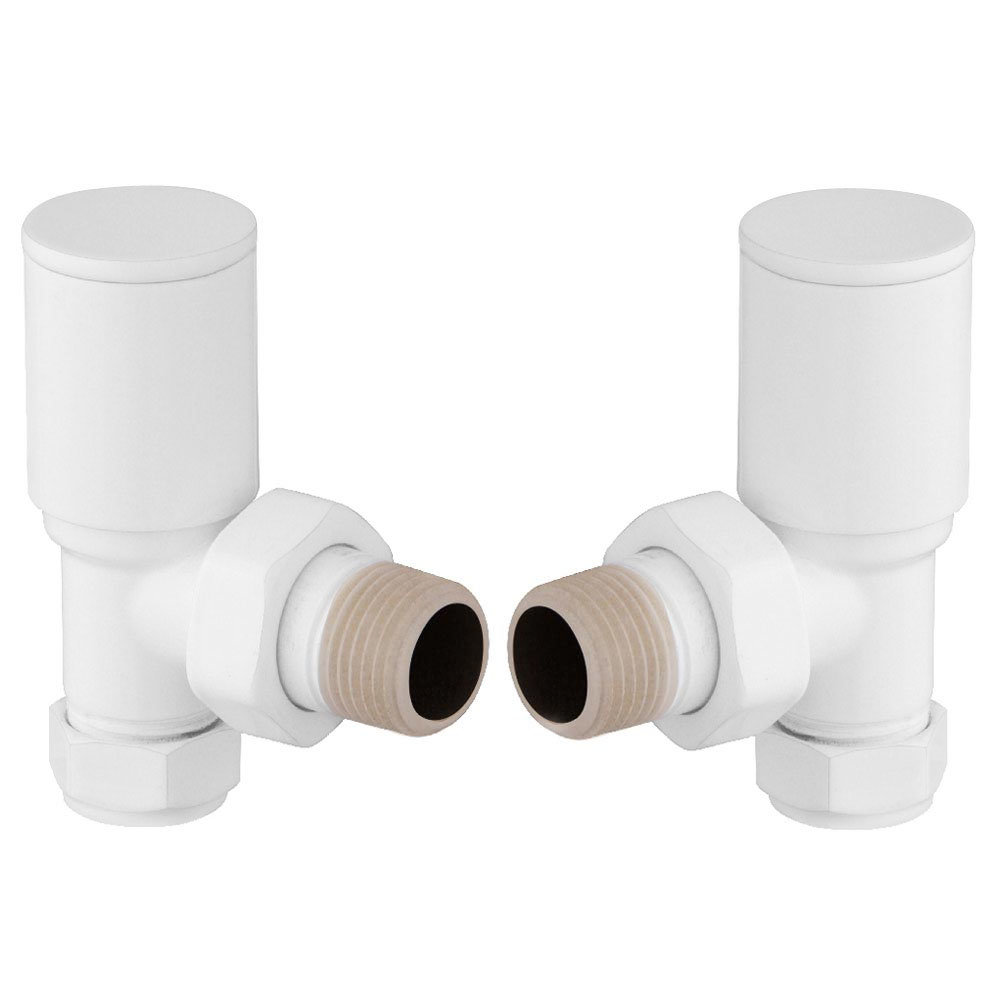 Modern White Angled Radiator Valves From Victorian Plumbing.co.uk
