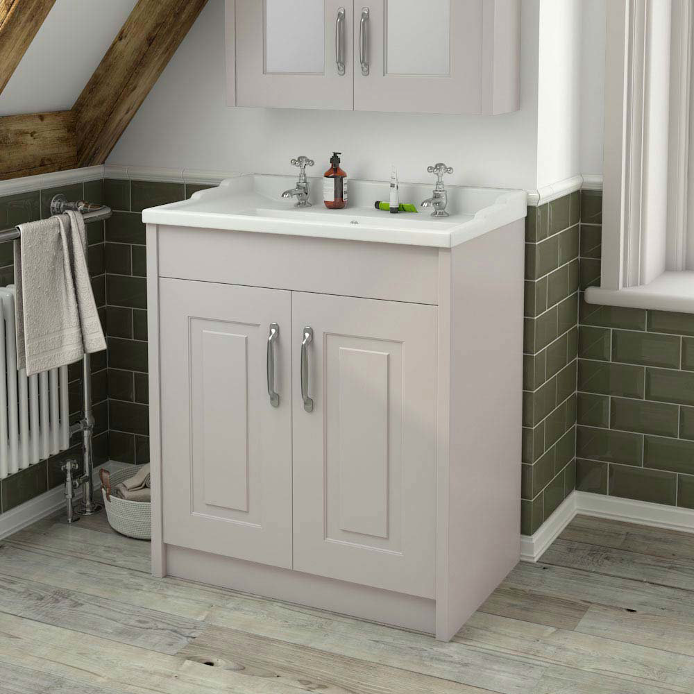 York Traditional Grey Bathroom Basin Unit | 800 x 460mm | Online Now