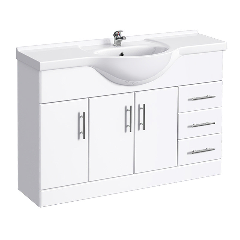 Alaska 1700mm Vanity Unit Suite + Basin Mixer (High Gloss White - Depth ...