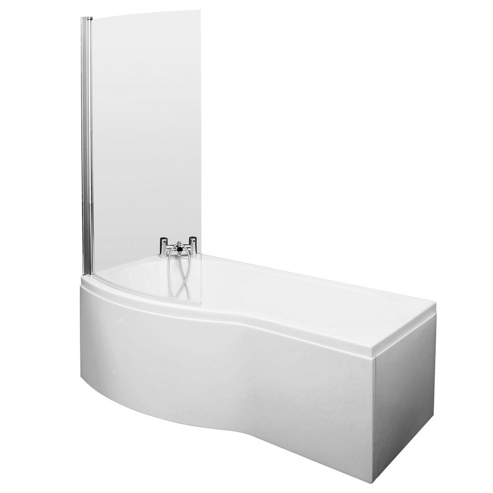Cruze Curved Shower Bath - 1500mm with Screen & Acrylic Panel