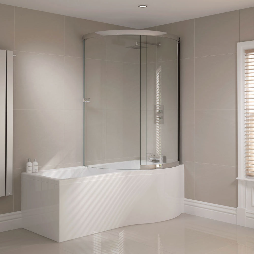 Sommer P-Shaped Shower Bath 1700mm (inc. Sliding Screen and Acrylic ...