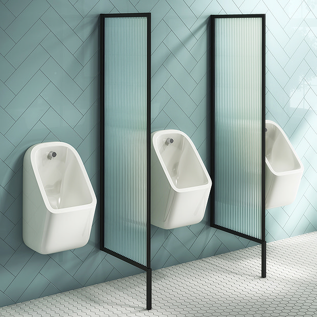 2 x Arezzo Fluted Glass Matt Black Framed Urinal Partitions | Victorian ...
