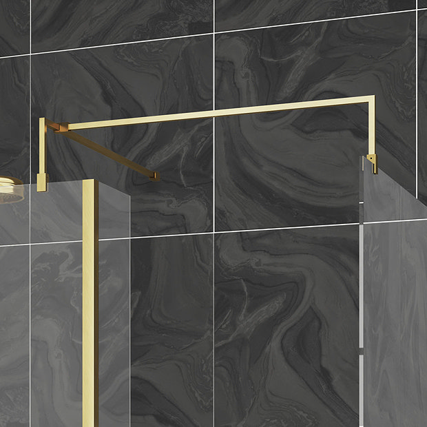 2 x Hudson Reed Brushed Brass Square Fixed Wet Room Support Arms for ...