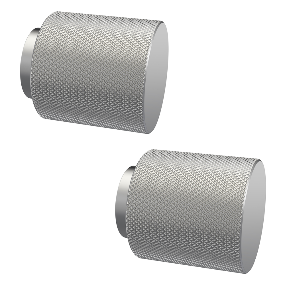 2 x Arezzo Industrial Style Knurled Knob Handles in Chrome
