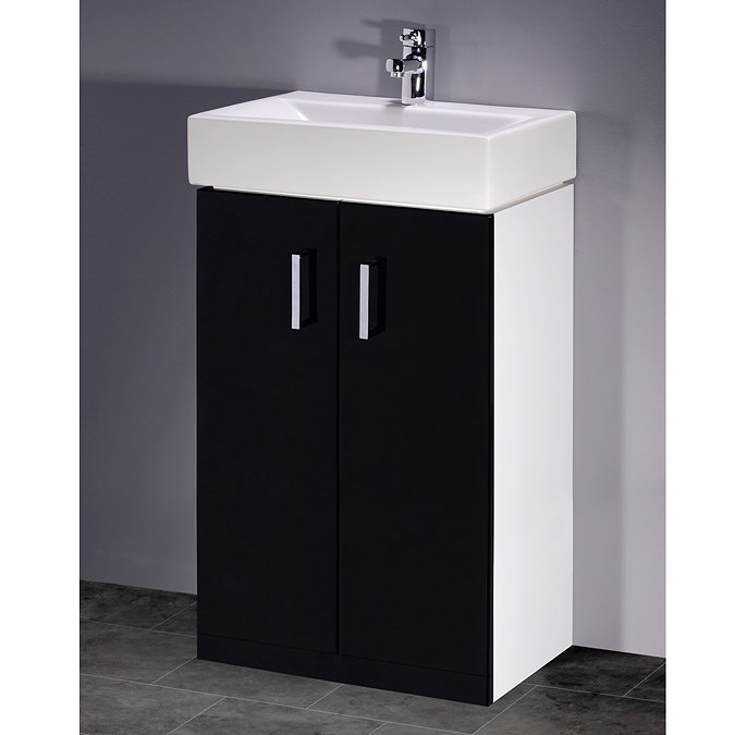 Nova High Gloss Black & White Floor Standing Basin Unit W450 x D320mm ...