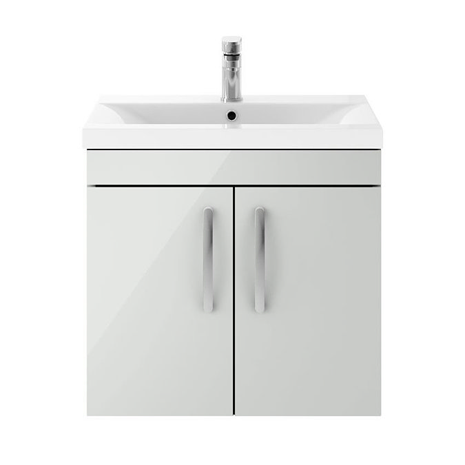 600mm Gloss Grey Mist 2 Door Wall Hung Vanity Unit
