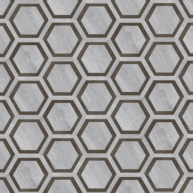 Adria Hexagon Grey Oak & Graphite Stone Effect Tiles - 220 x 250mm