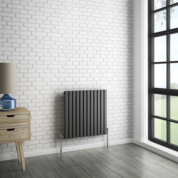 Alaska Modern 600 x 600 Horizontal Anthracite Square Radiator 12 Tubes ...