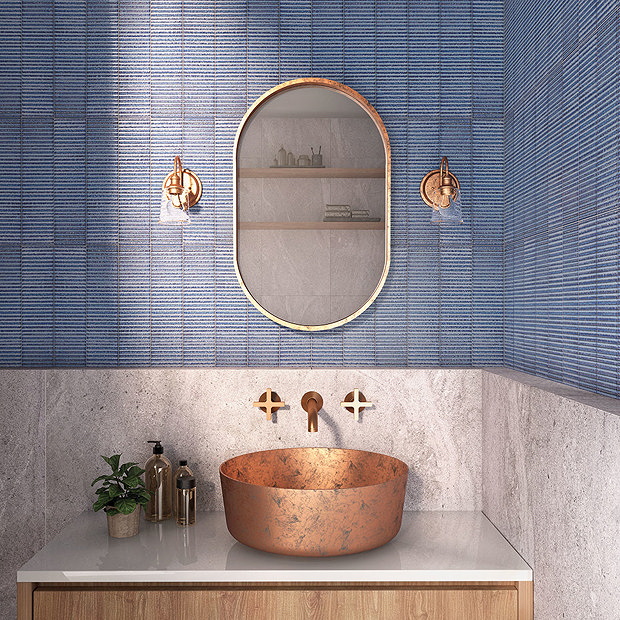 Alassio Dark Blue Blue Gloss Wall Tiles 75 X 300mm Victorian Plumbing