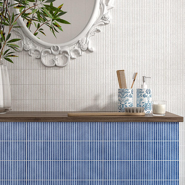 Alassio Dark Blue Blue Gloss Wall Tiles 75 X 300mm Victorian Plumbing