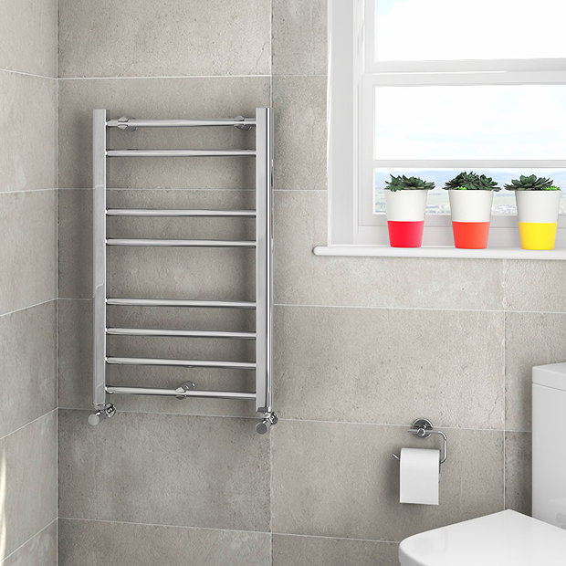 Alberta Modern 800 x 500mm Ladder Heated Towel Rail | Victorian Plumbing UK