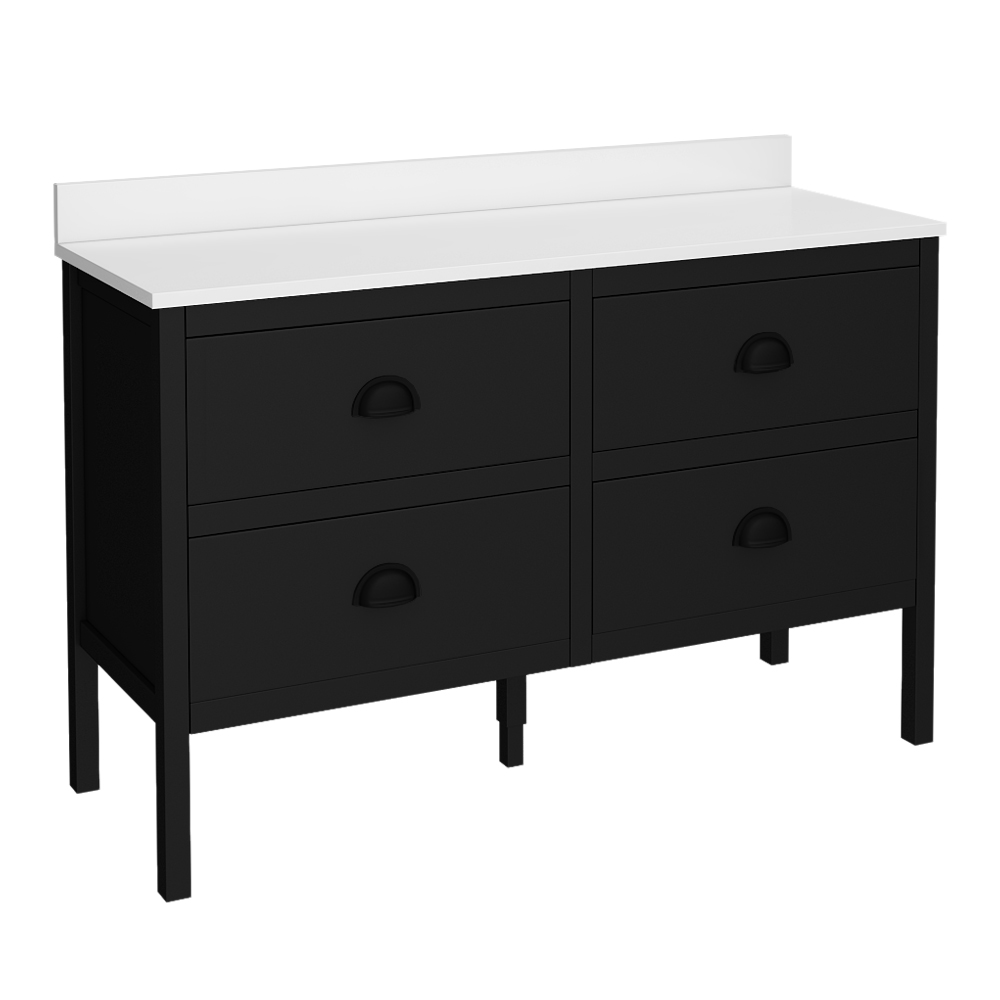 Alchemy 1210mm Floor Standing Vanity Unit - Matt Black with White ...
