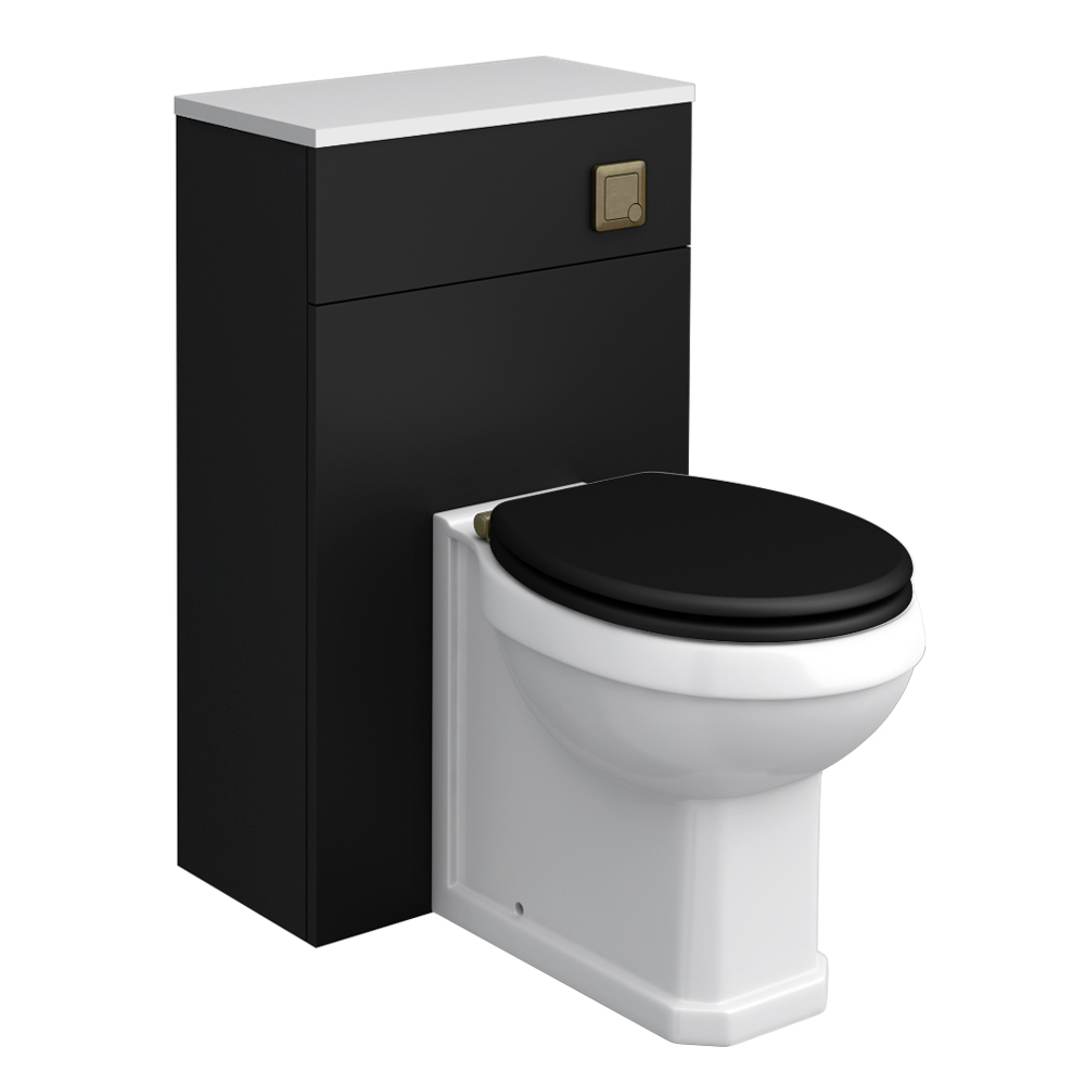 Alchemy 500mm Matt Black WC Unit with Granite Lid & Back-to-Wall Toilet ...