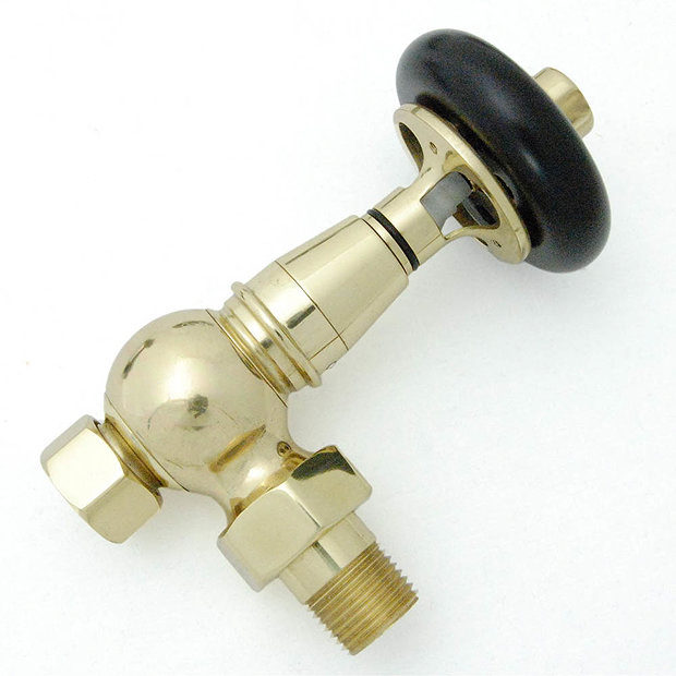 Amberley Thermostatic Angled Radiator Valves - Polished Brass