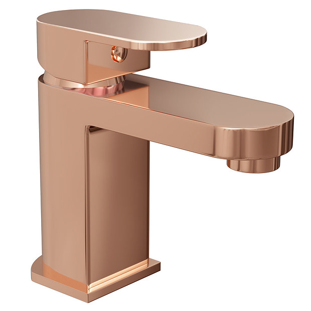 Amos Rose Gold Modern Mono Basin Mixer Tap with Matching Click Clack ...