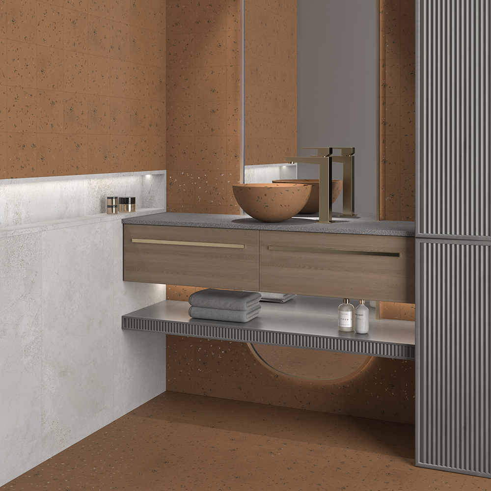 Antonio Terracotta Terrazzo Effect Wall & Floor Tiles - 200 x 200mm