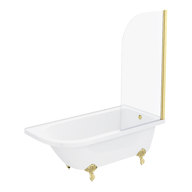 Appleby 1700 Roll Top Shower Bath with Brushed Brass Screen + Leg Set ...