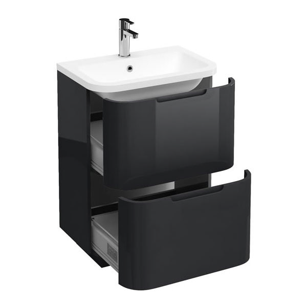 Compact Vanity Unit With Quattrocast Basin - Anthracite Grey - 600mm ...