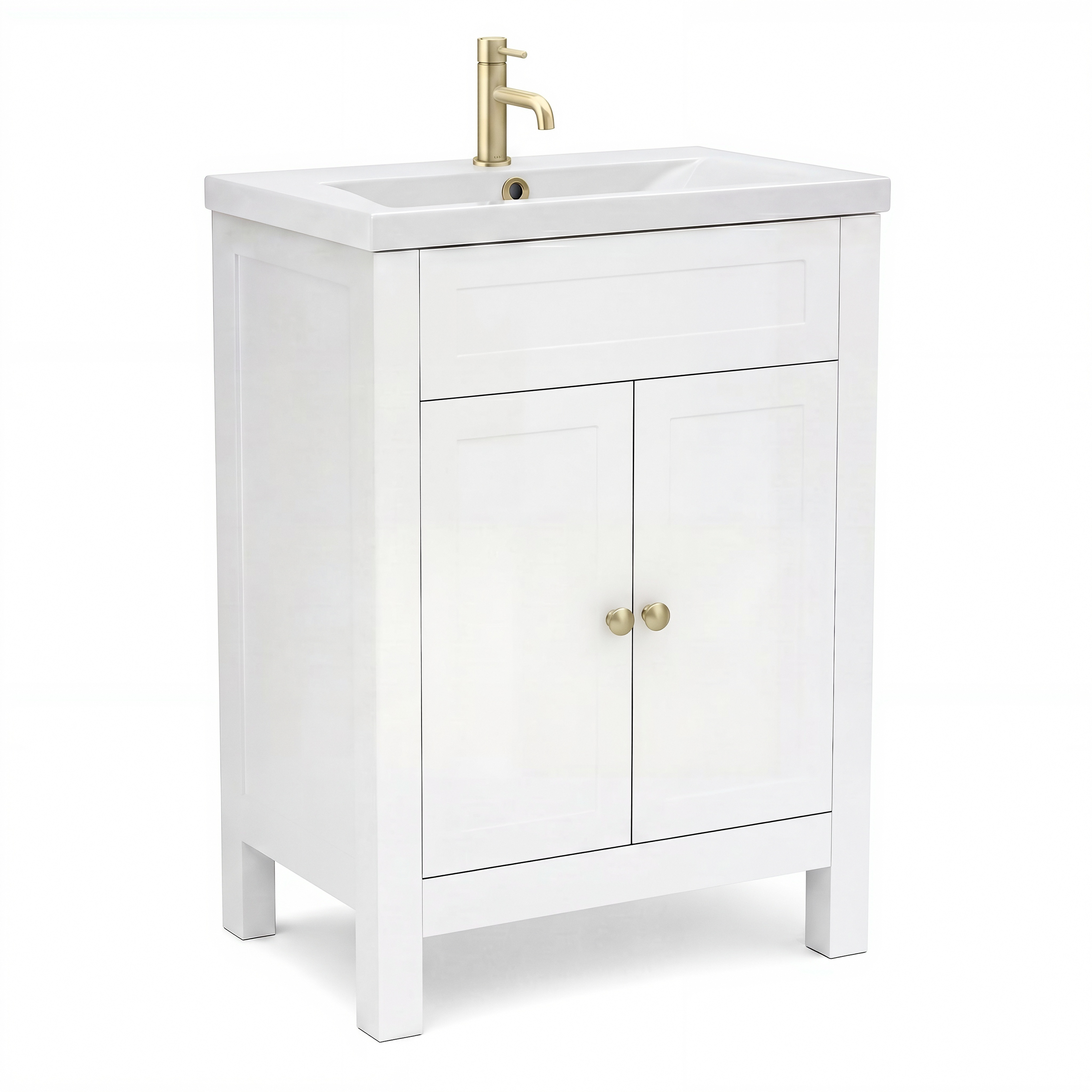 AquaSure Traditional Waterproof PVC Vanity Unit Satin White - 600mm ...
