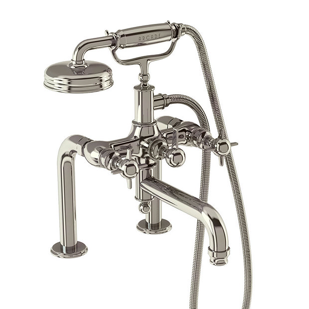 Arcade Deck Mounted Bath Shower Mixer - Nickel - Various Tap Head ...