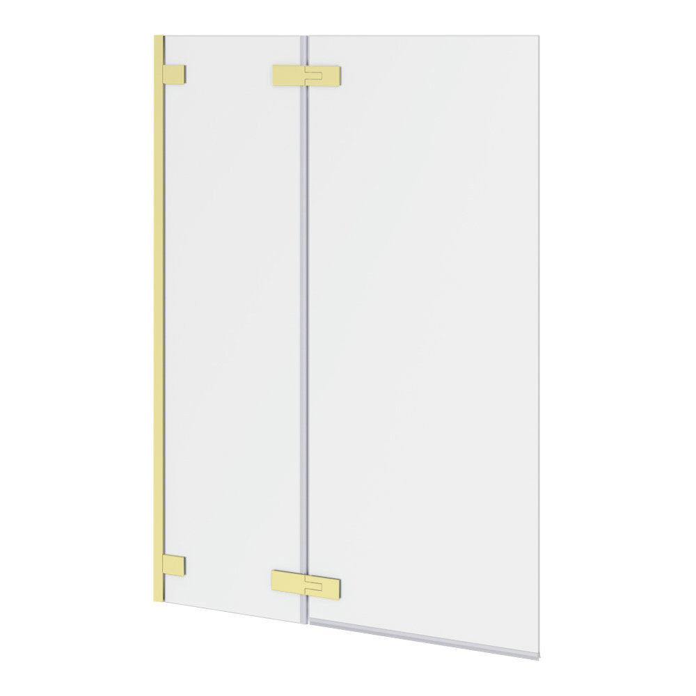 Arezzo 10mm Easy-Clean Double Panel Hinged Bath Screen Brushed Brass ...