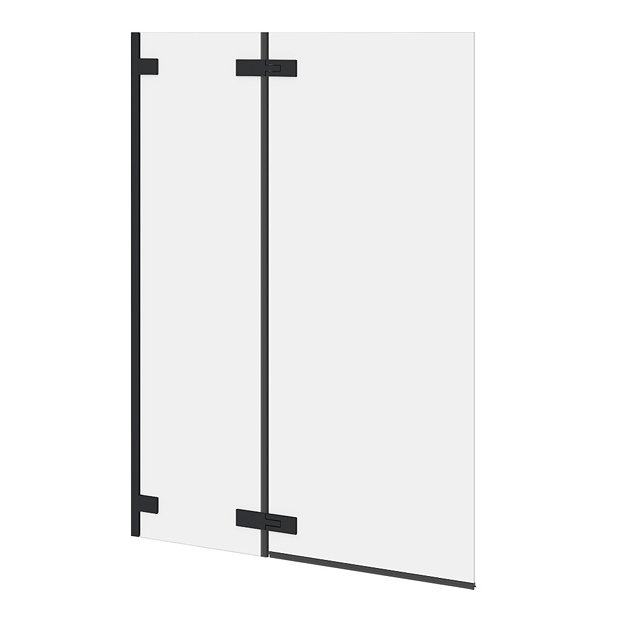 Arezzo 10mm Easy Clean Double Panel Hinged Bath Screen Matt Black 1050