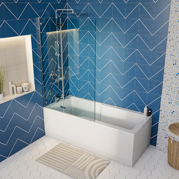 Arezzo 10mm Easy Clean Double Panel Hinged Bath Screen Chrome 1050 X