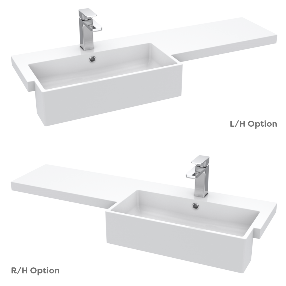 Arezzo 1100 Matt Blue Semi-Recessed Square Combination Vanity Unit ...