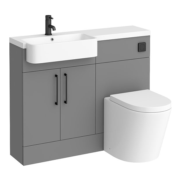 Arezzo 1100 Matt Grey Semi-Recessed Round Combination Vanity Unit (Matt ...