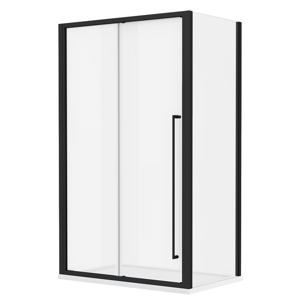 Arezzo 1200 x 800 Soft Closing Sliding Shower Door Enclosure in Matt Black without Tray ...