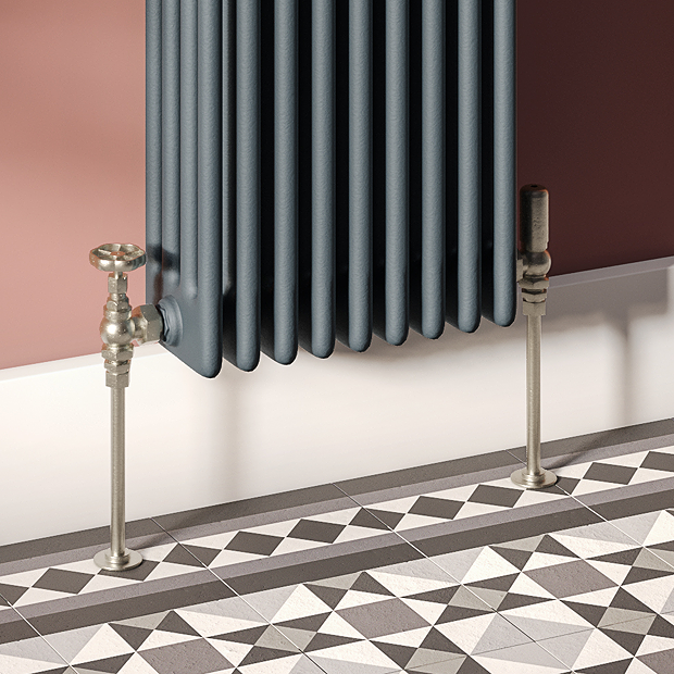 Arezzo 180mm Satin Nickel 15mm Pipe Kit for Radiator Valves | Victorian ...