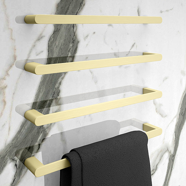 Arezzo 4-Bar Brushed Brass Round Towel Rail (Length 500mm)