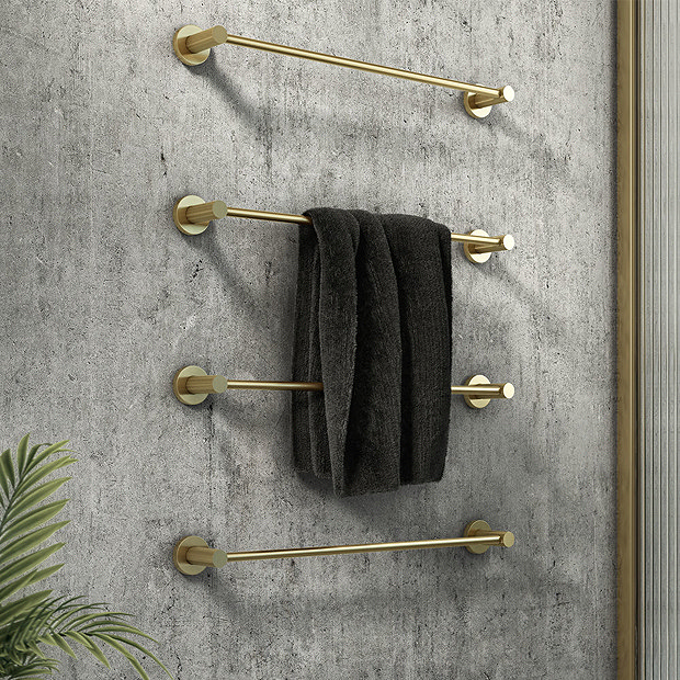 Arezzo 4-Bar Industrial Style Brushed Brass Round Towel Rail
