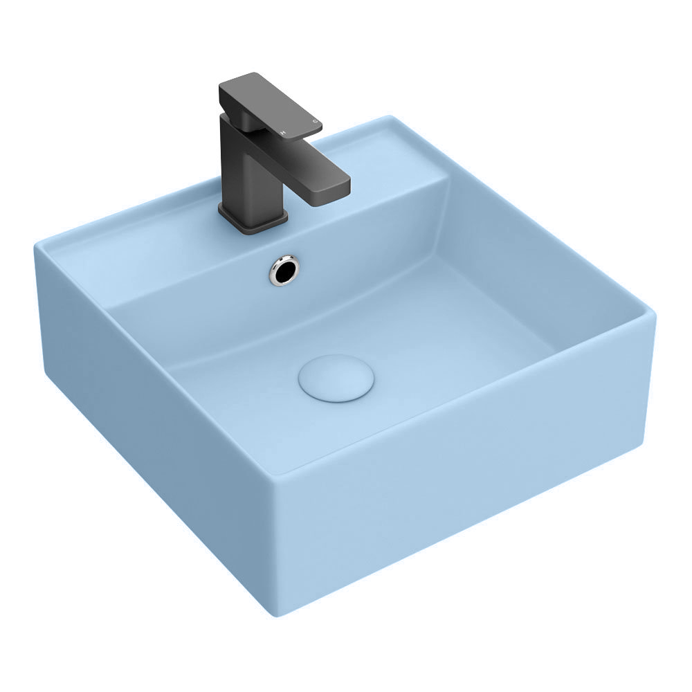 Arezzo 405mm Matt Blue Square Wall Mounted / Counter Top Basin ...
