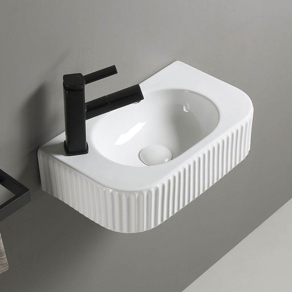 Arezzo 450 x 270mm Fluted Wall Hung Basin 1TH | Online At Victorian ...