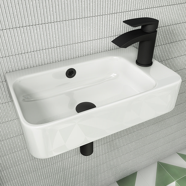 Arezzo 455 x 270mm Curved Offset Wall Hung 1TH Cloakroom Basin ...