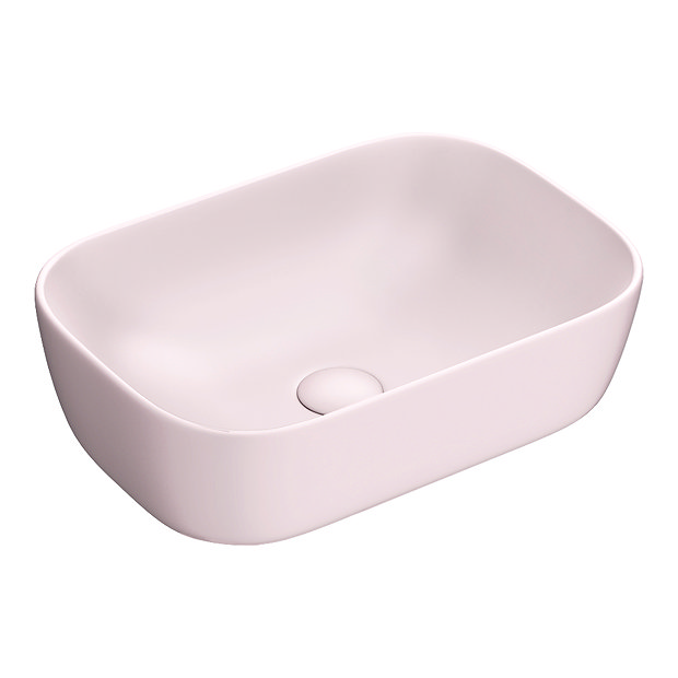 Arezzo 455 x 325mm Matt Pink Curved Rectangular Counter Top Basin ...