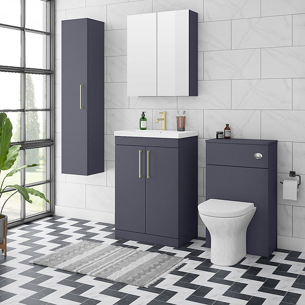 Arezzo 500 Matt Blue WC Unit with Cistern + Modern Pan | Victorian ...