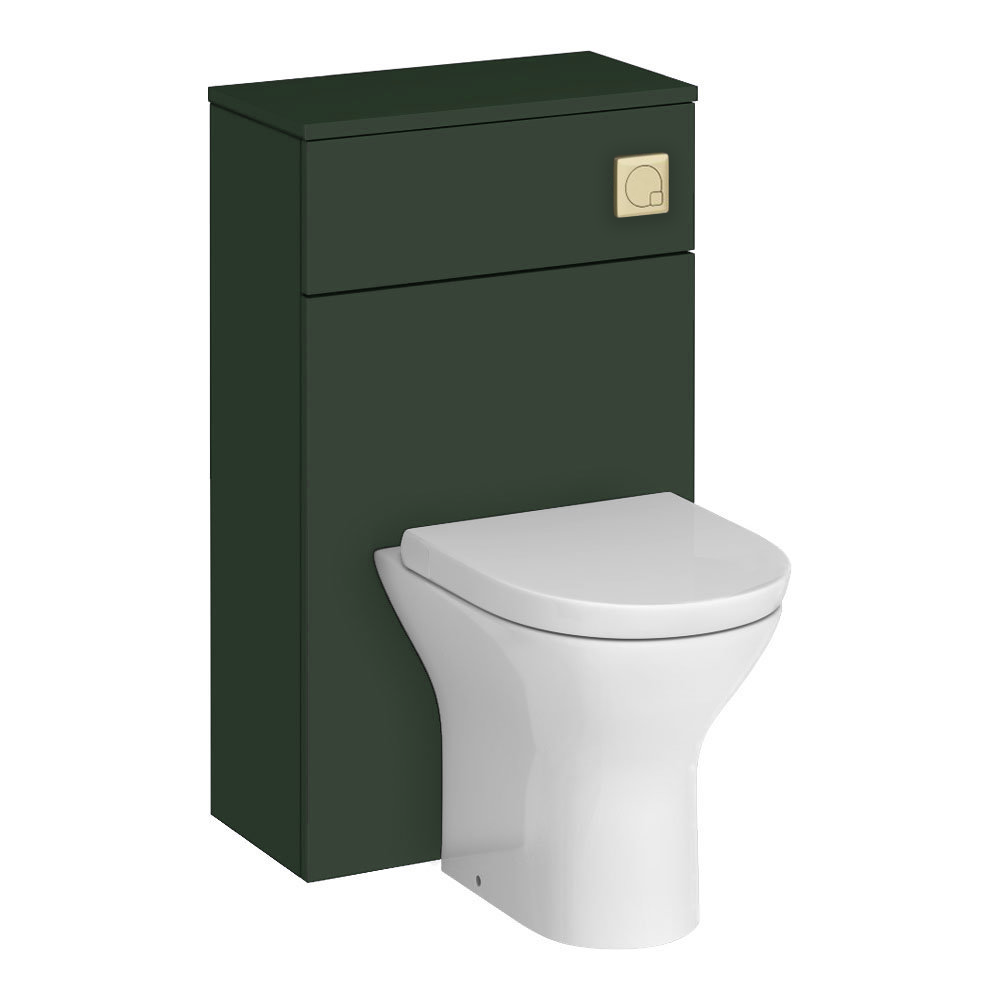 Arezzo 500 Matt Dark Green WC Unit with Cistern, Brushed Brass Flush ...