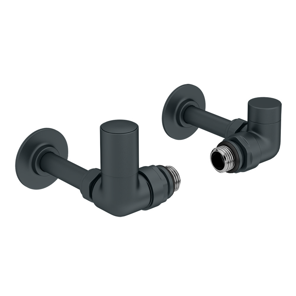 Arezzo Anthracite Round Corner Angled Radiator Valve with Pipe Kit ...